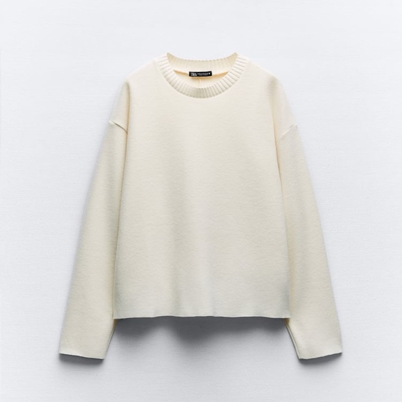 Zara | Sweaters | Nwt Zara Soft Plush Crew Neck Sweater In Ecru Sz S ...